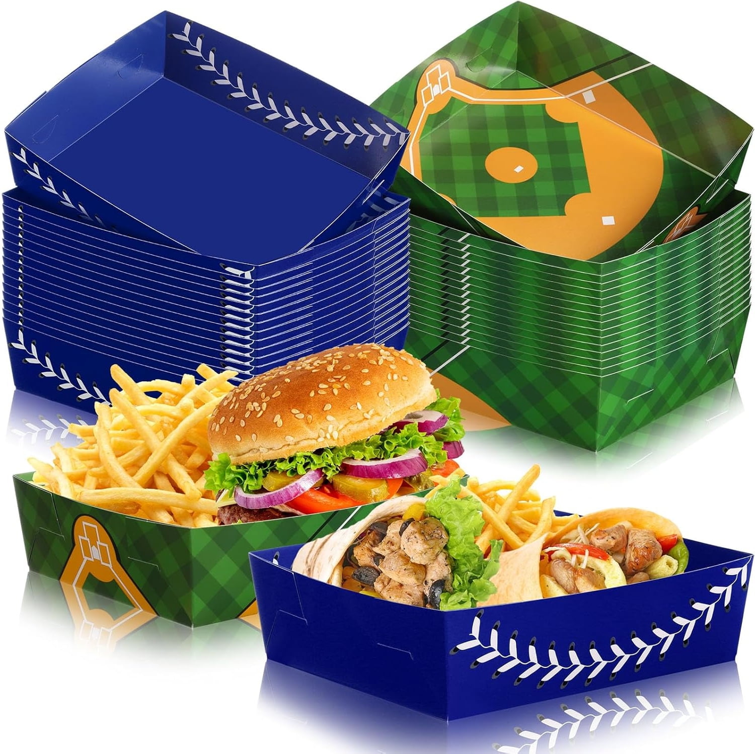 Baseball Theme Party Supplies Large Baseball Plates Trays Food Boat ...
