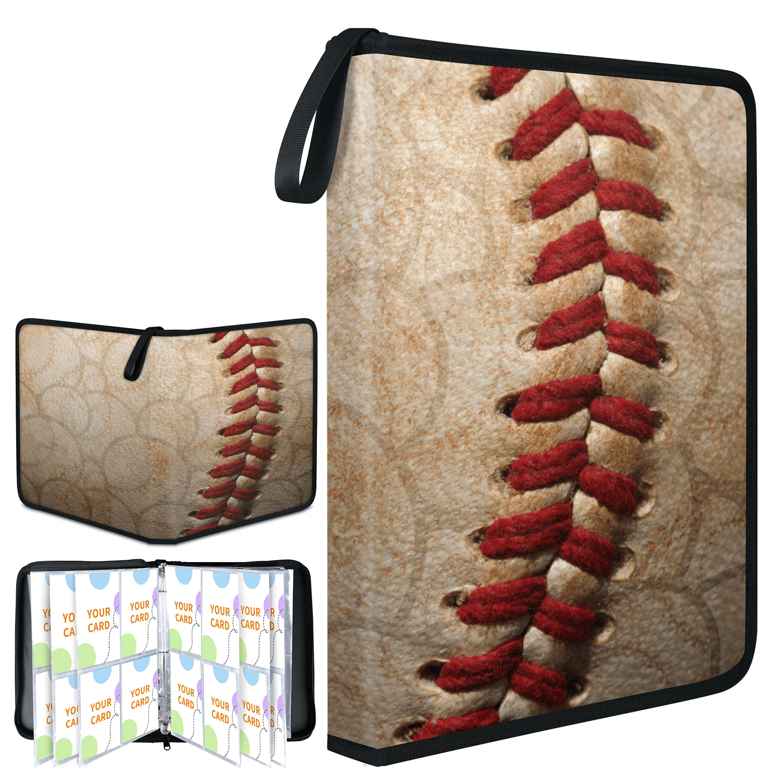 Baseball Themed Trading Card Binder 4 Pocket PU Cover Card Collection ...
