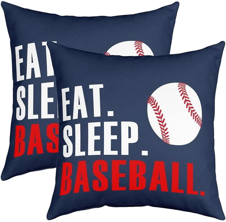 Baseball Throw Pillow Covers 16"x16" Set of 2 Soft Sports Game Pillow ...