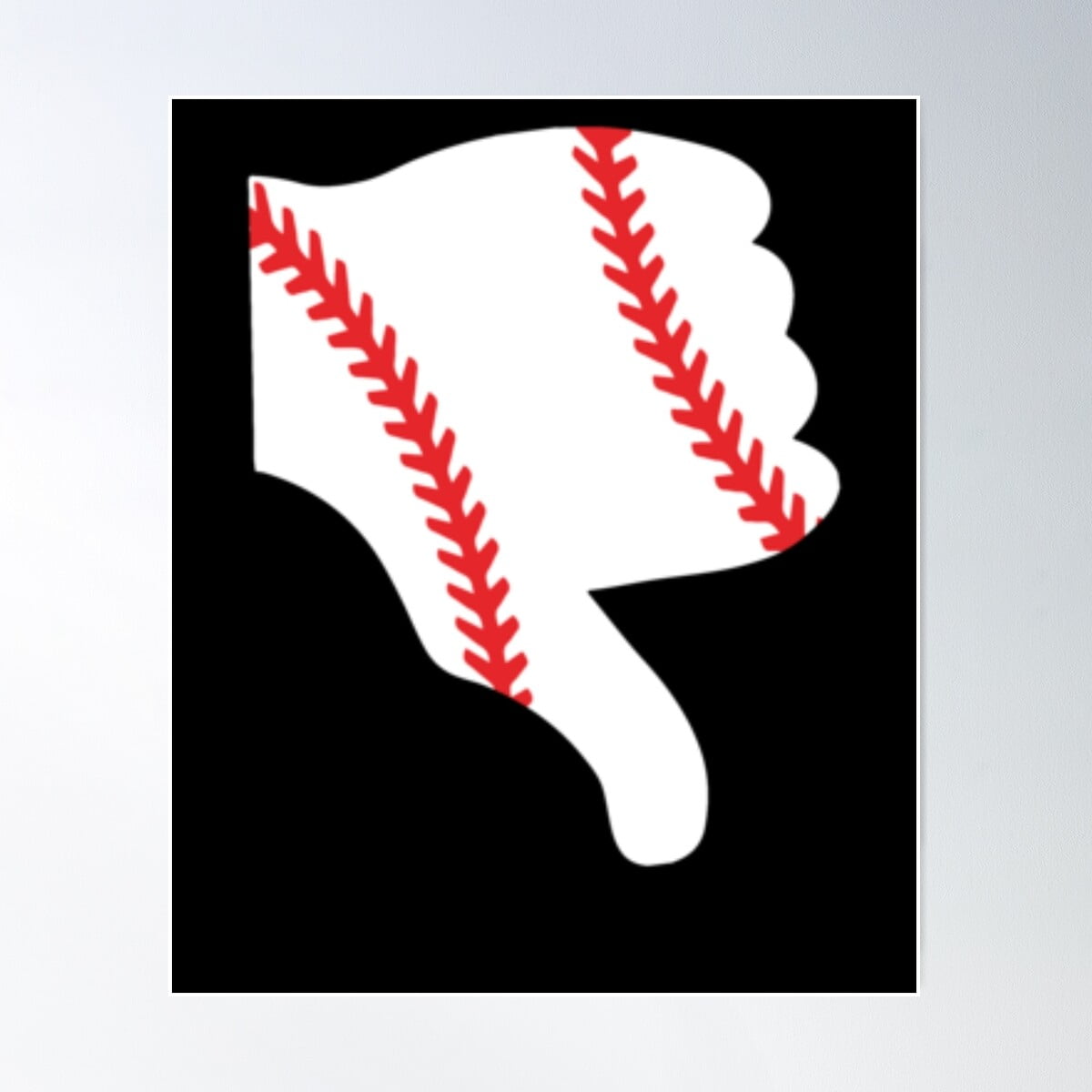Baseball Thumbs Down Poster Wall Art, Modern Wall Decor For Living Room ...