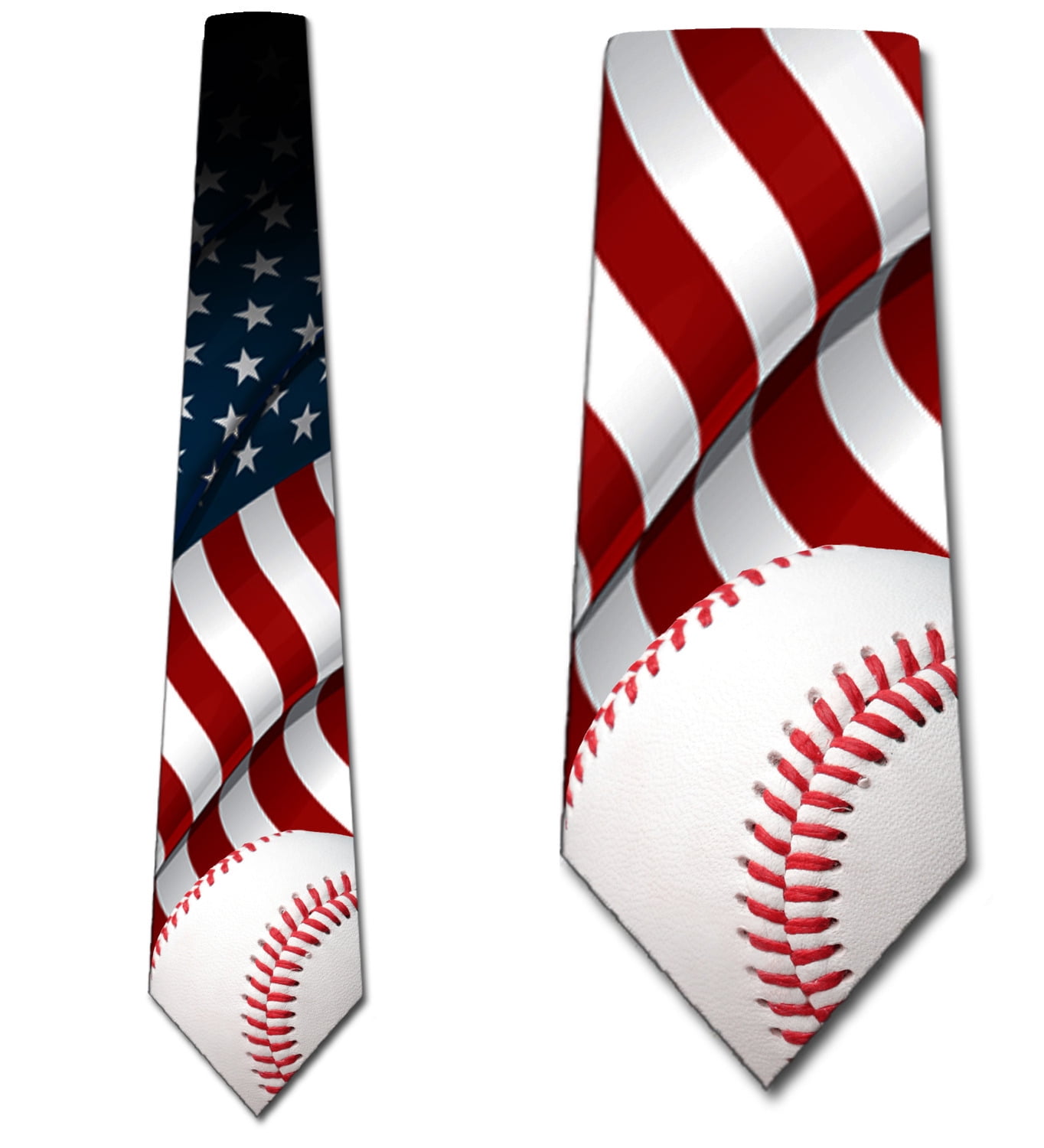 Baseball Ties Mens Sports Necktie US Flag Tie by Three Rooker - Walmart.com