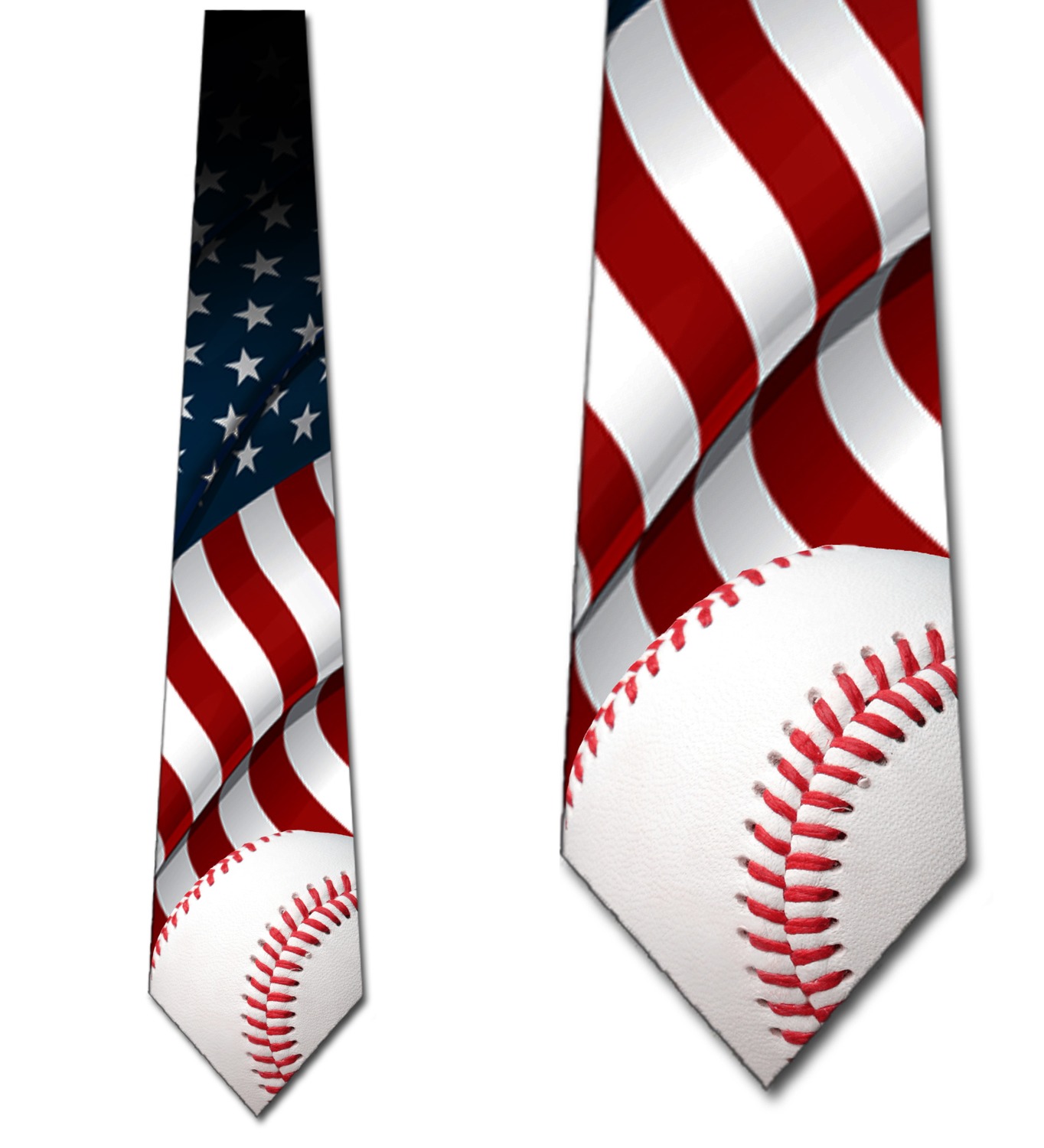 Baseball Ties Mens Sports Necktie US Flag Tie by Three Rooker - Walmart.com