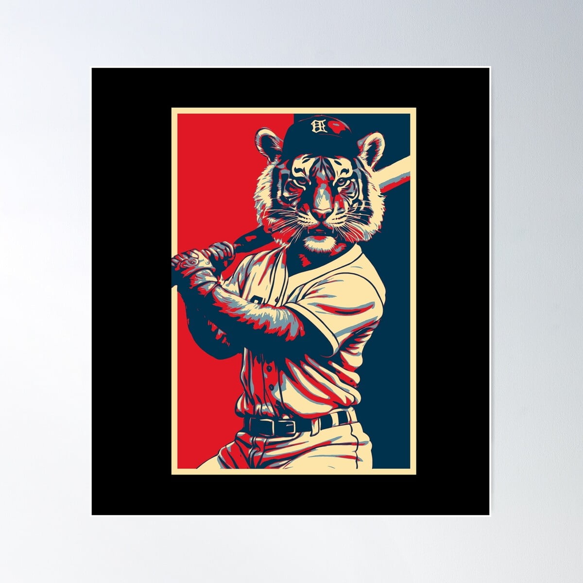 Baseball Tiger Hope Poster Wall Art, Modern Wall Decor For Living Room ...