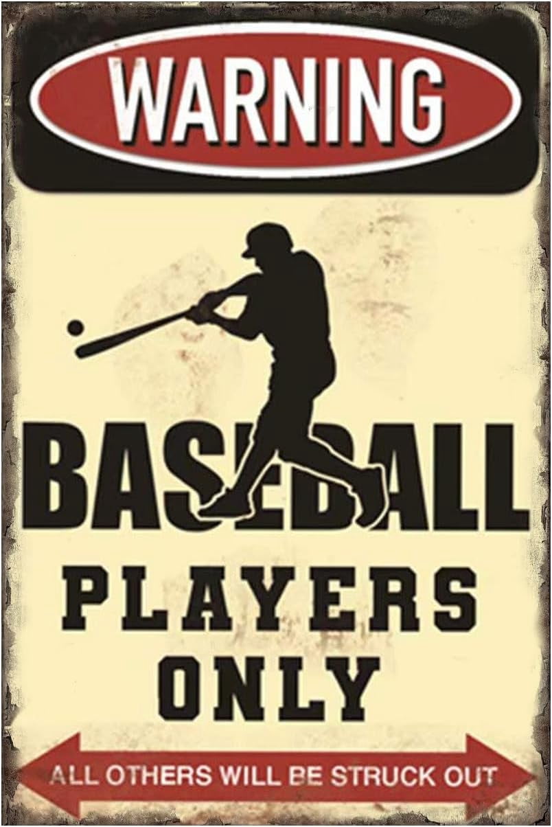 Baseball Tin Metal Sign, Sports Wall Décor, Warning Poster, Baseball ...