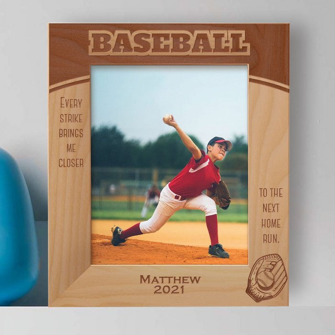 Baseball To The Next Home Run Personalized Wooden Frame 8" x 10" Brown ...