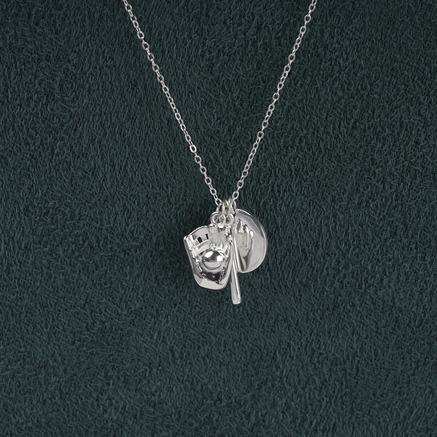 Baseball Trio Charm Necklace, 925 Sterling Silver Necklace, Necklace ...