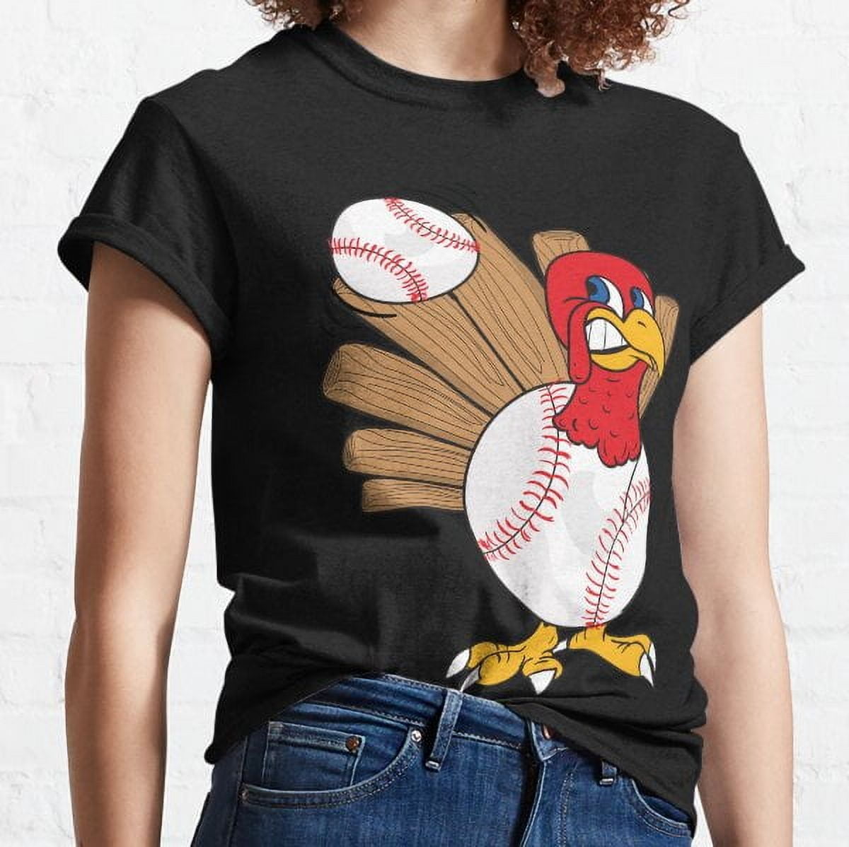 Baseball Turkey Thanksgiving Fit For Men Boys Mom Classic T-shirt ...
