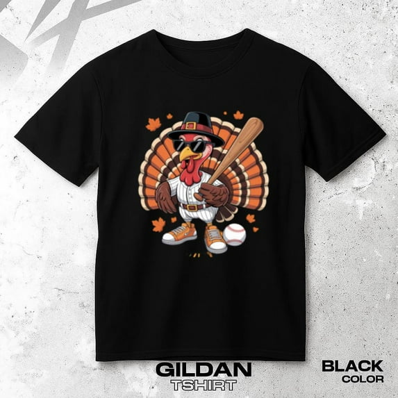 Baseball Turkey Thanksgiving Graphic Unisex T-Shirt Funny Sports ...