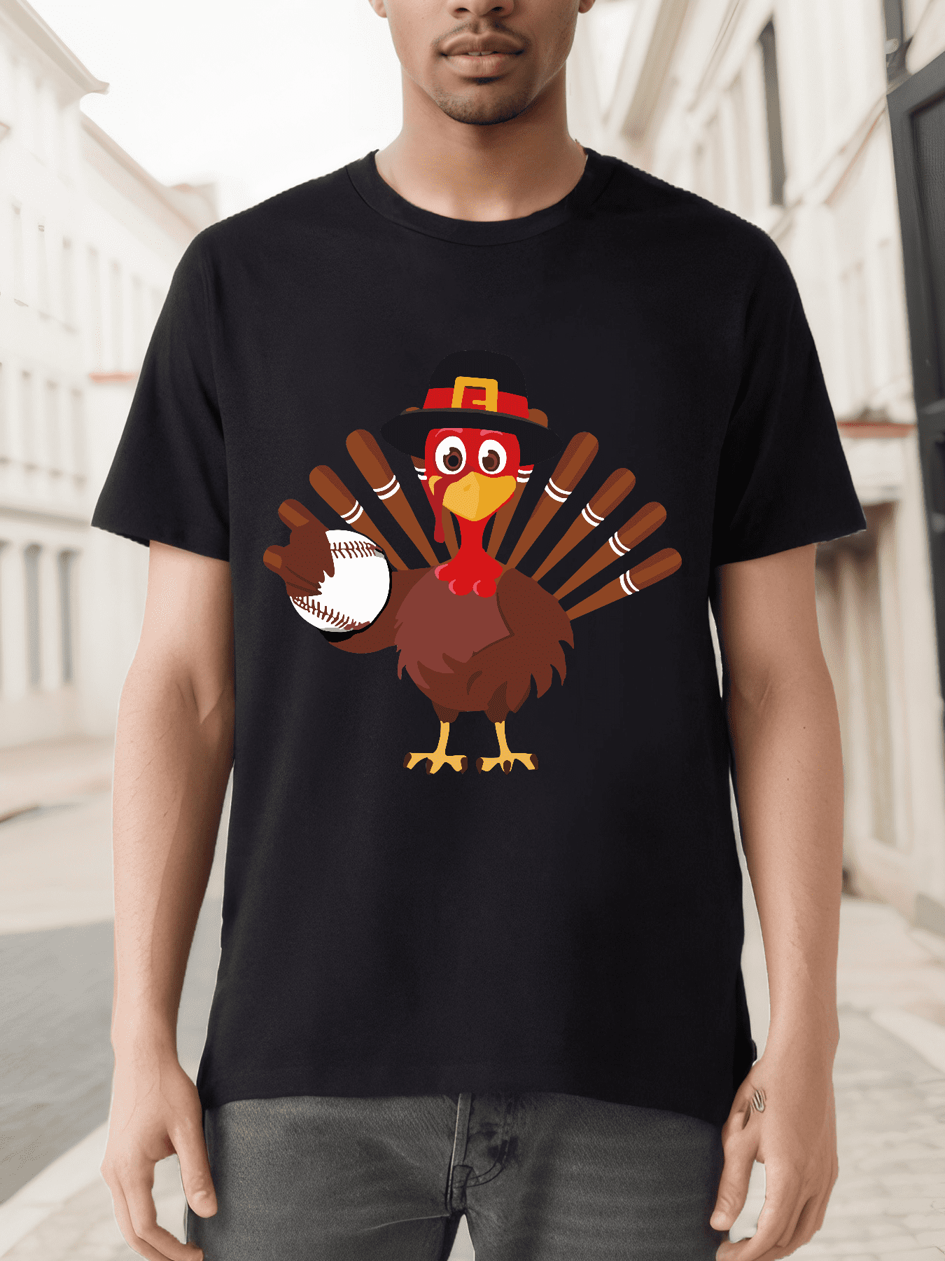 Baseball Turkey Thanksgiving Shirt For Men, Thanksgiving Men Shirt ...