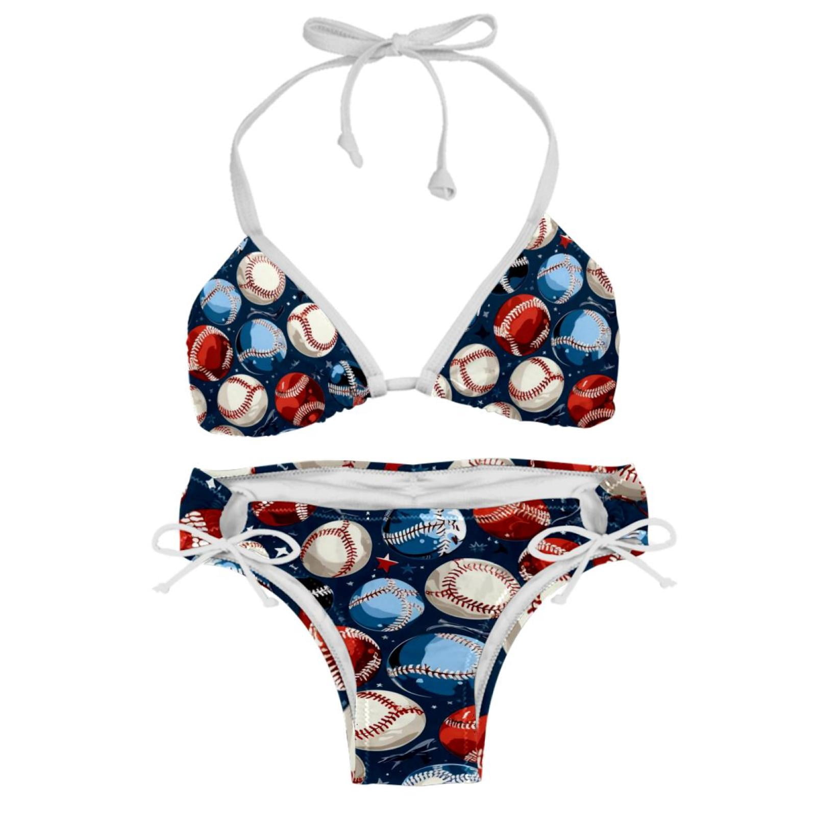 Baseball Two-Pack Bikini Set with Detachable Sponge and Adjustable ...