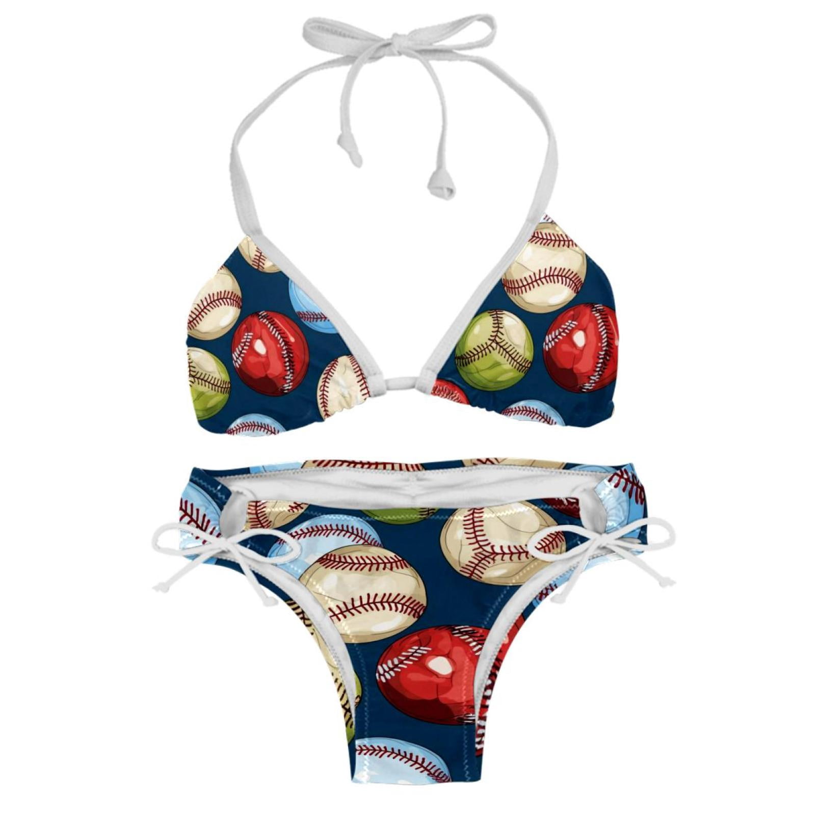 Baseball Two-Pack Bikini Set with Detachable Sponge and Adjustable ...
