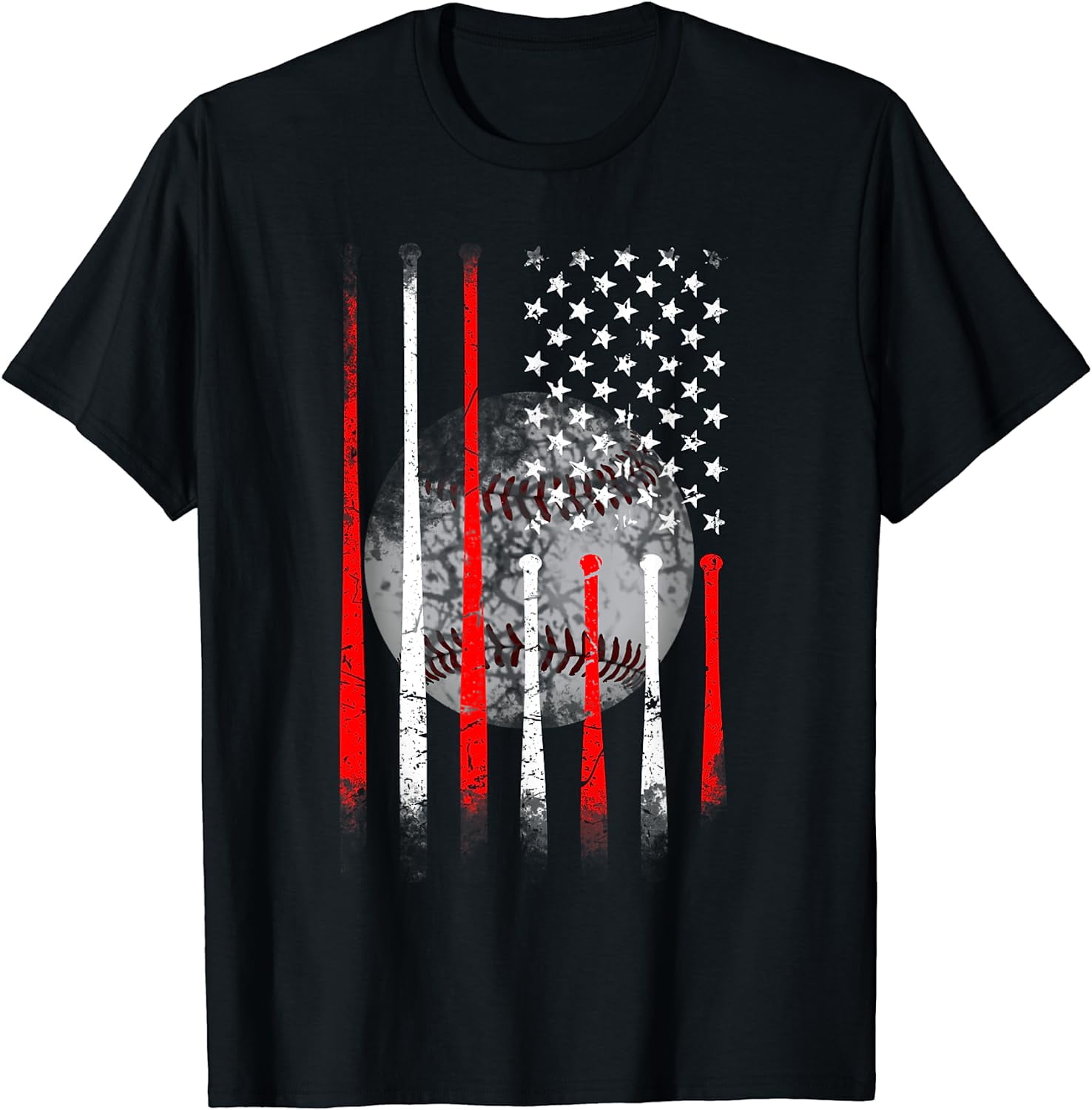 Baseball USA Flag American Flag Vintage T-Shirt - Walmart.com