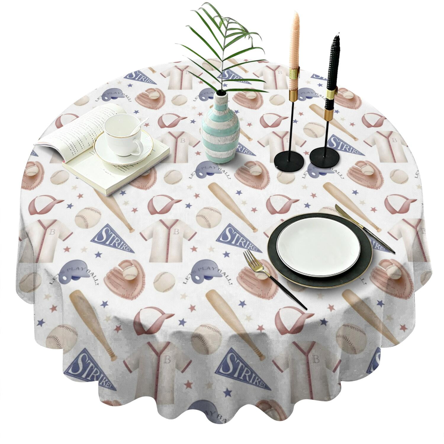 Baseball Uniform Pattern Round Tablecloth 60"x60",Wrinkle Wipeable ...