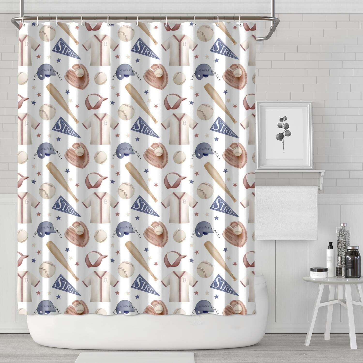 Baseball Uniform Pattern Shower Curtain 72"x84" ,Bathroom Decorative ...