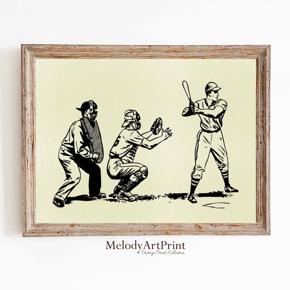 Baseball Vintage Sports Wall Art Print Boy Bedroom Decor Nursery Wall ...
