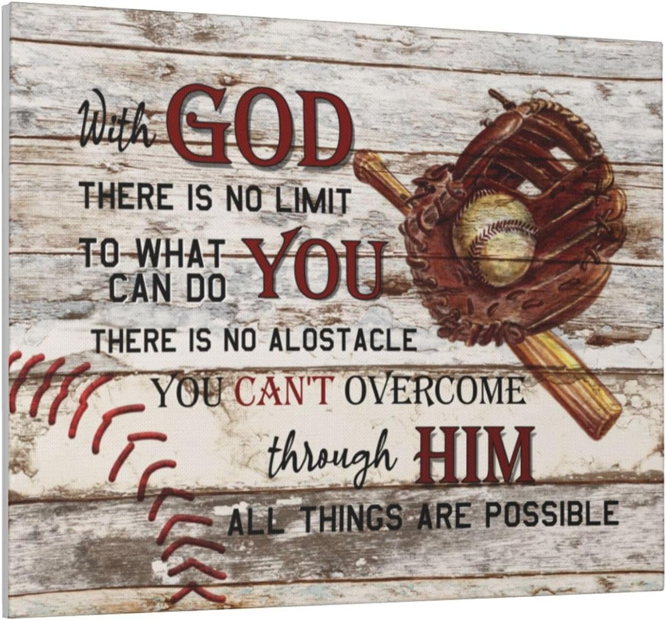 Baseball Wall Art 12x16inch Scripture Sports Canvas Prints Wall Decor ...