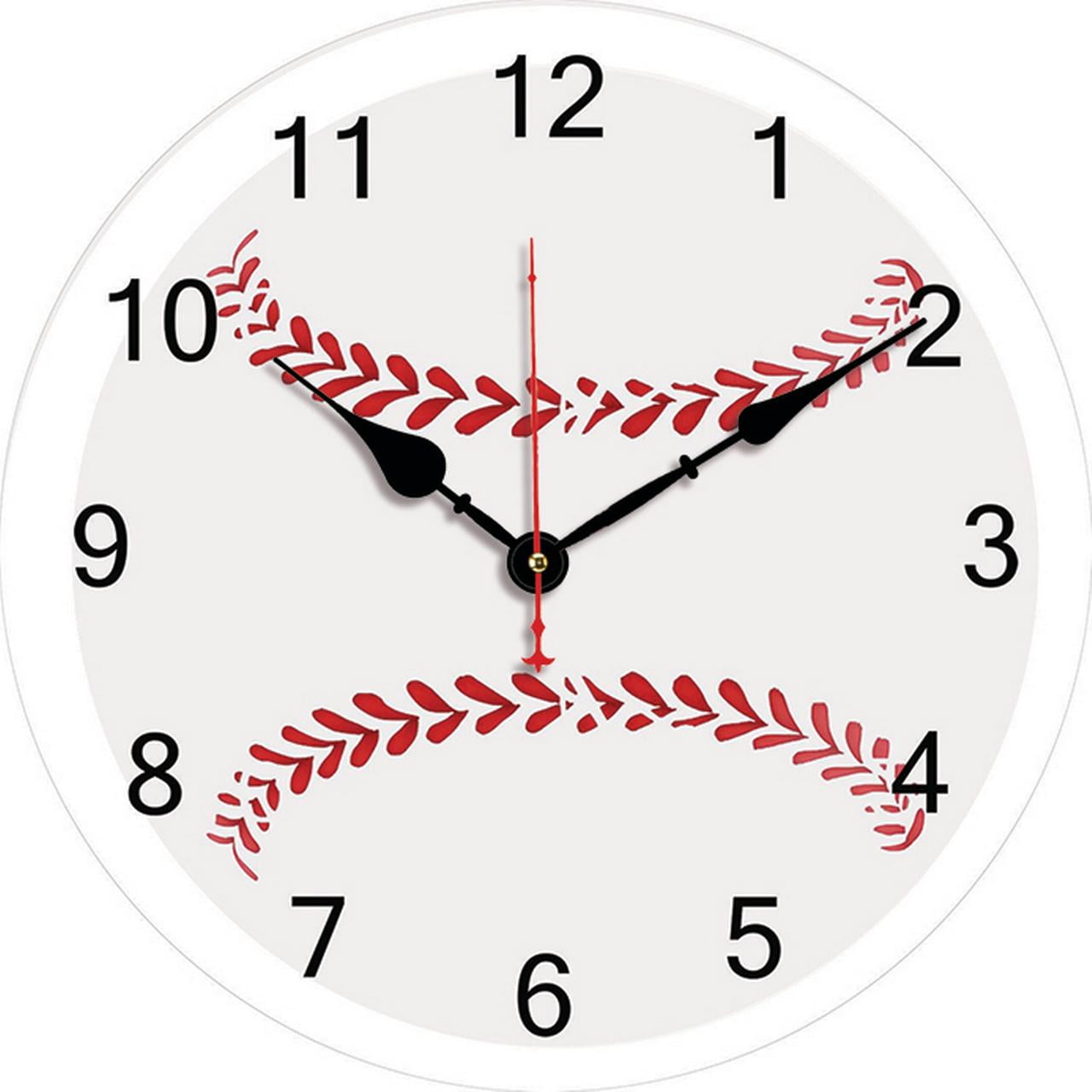 Baseball Wall Clock Kitchen Decor Wall Art Silent Non Ticking Large ...