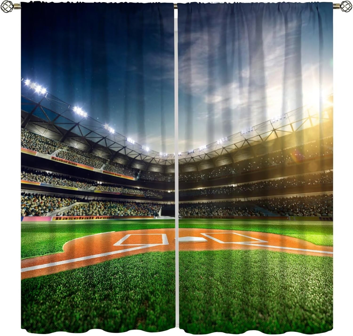 Baseball Wall Decor Curtains - Red Baseball Texture, Suitable for ...