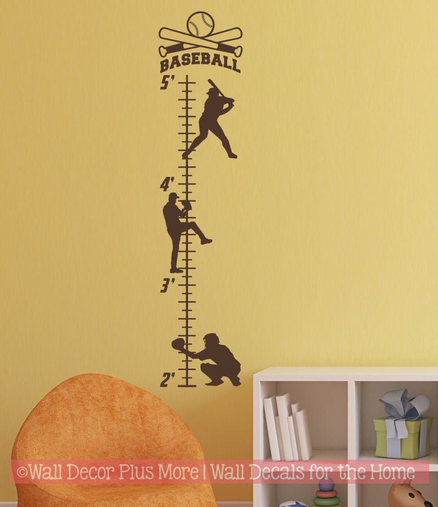 Baseball Wall Growth Chart for Kids - Boys Height Ruler Decal Sticker ...