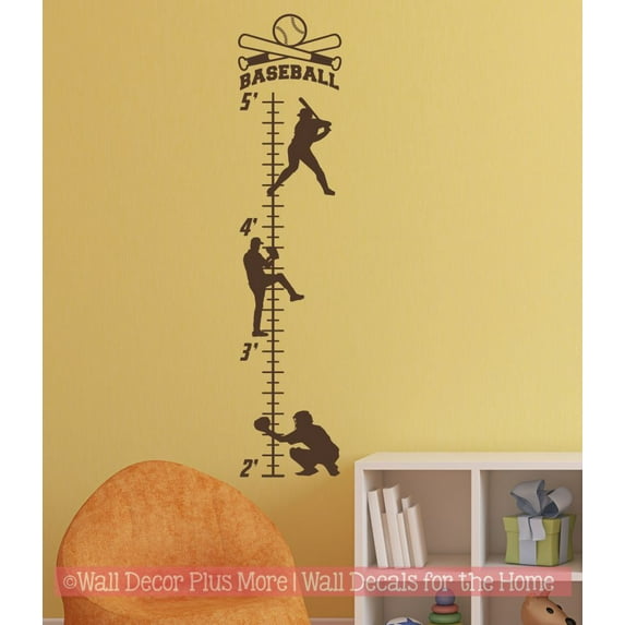 Baseball Wall Growth Chart for Kids - Boys Height Ruler Decal Sticker ...