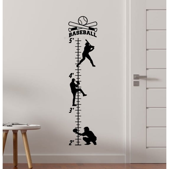 Baseball Wall Growth Chart for Kids - Baseball Vinyl Wall Decor- Boys ...