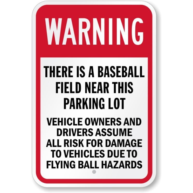 Baseball Warning Weatherproof Metal Aluminum Sign Size: 16 x 12 Inch ...