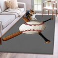Baseball Washable Area Rug 3x5 Sports Gray Background Cartoon Low ...
