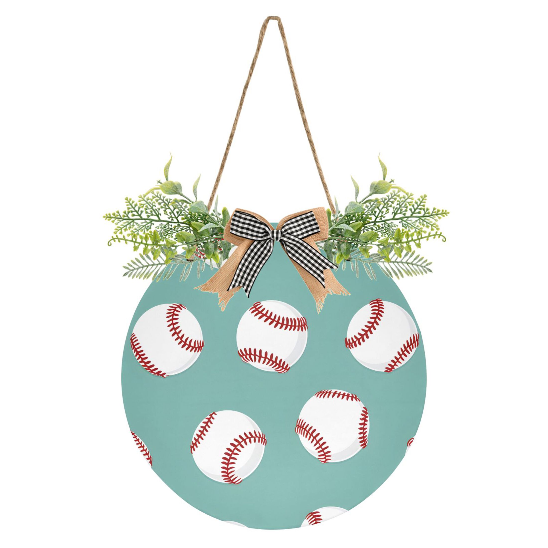 Baseball Welcome Front Door Sign Round 12 inch Porch Hanging Sign with ...