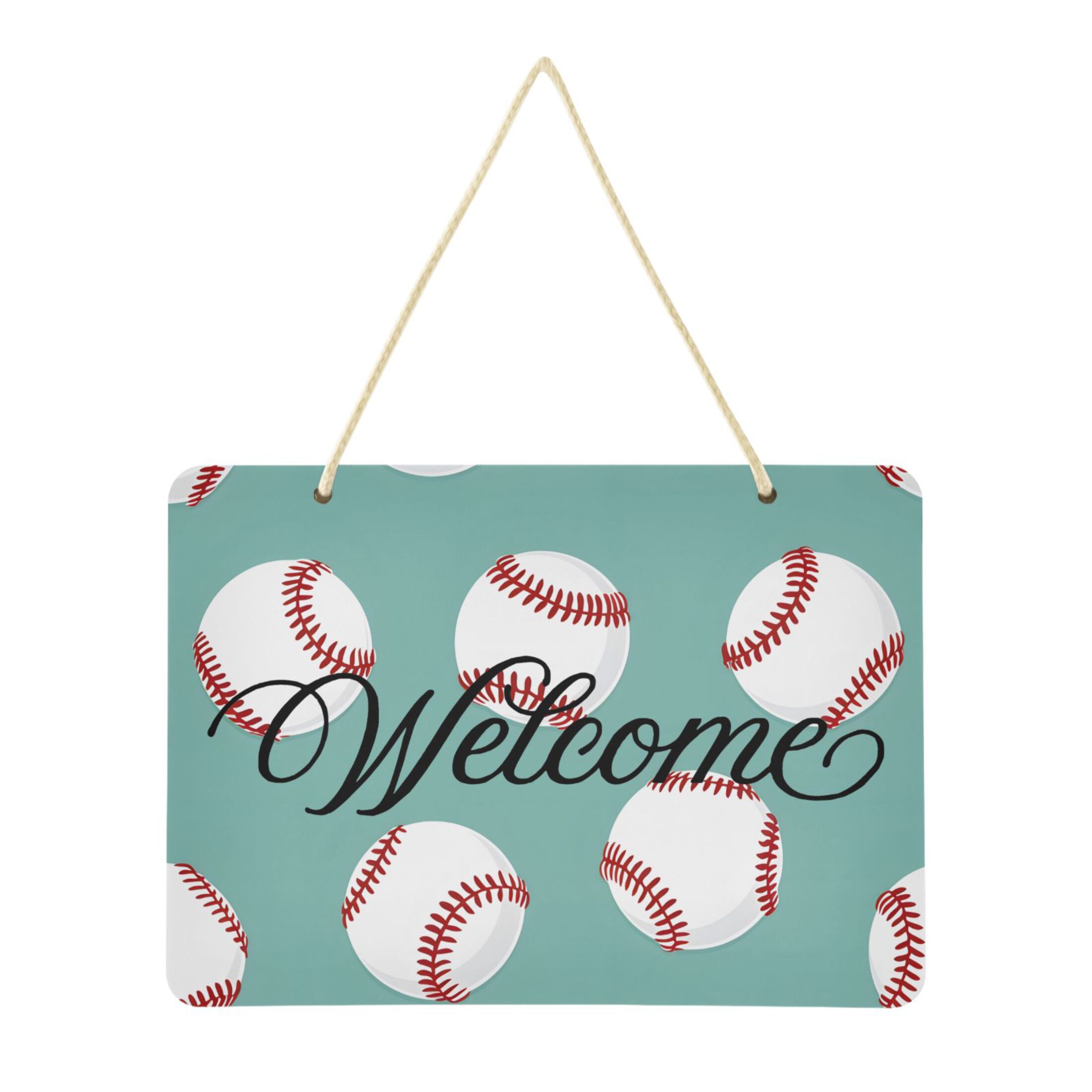 Baseball Welcome Sign Front Door PVC 14x10 inch Hanger Hello Sign ...