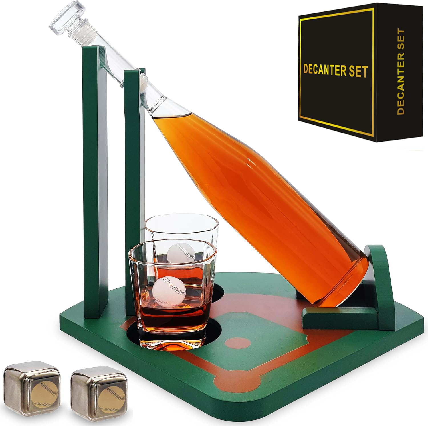 Baseball Whiskey Decanter Set, 25.4oz Whiskey Decanter Sets for Men ...