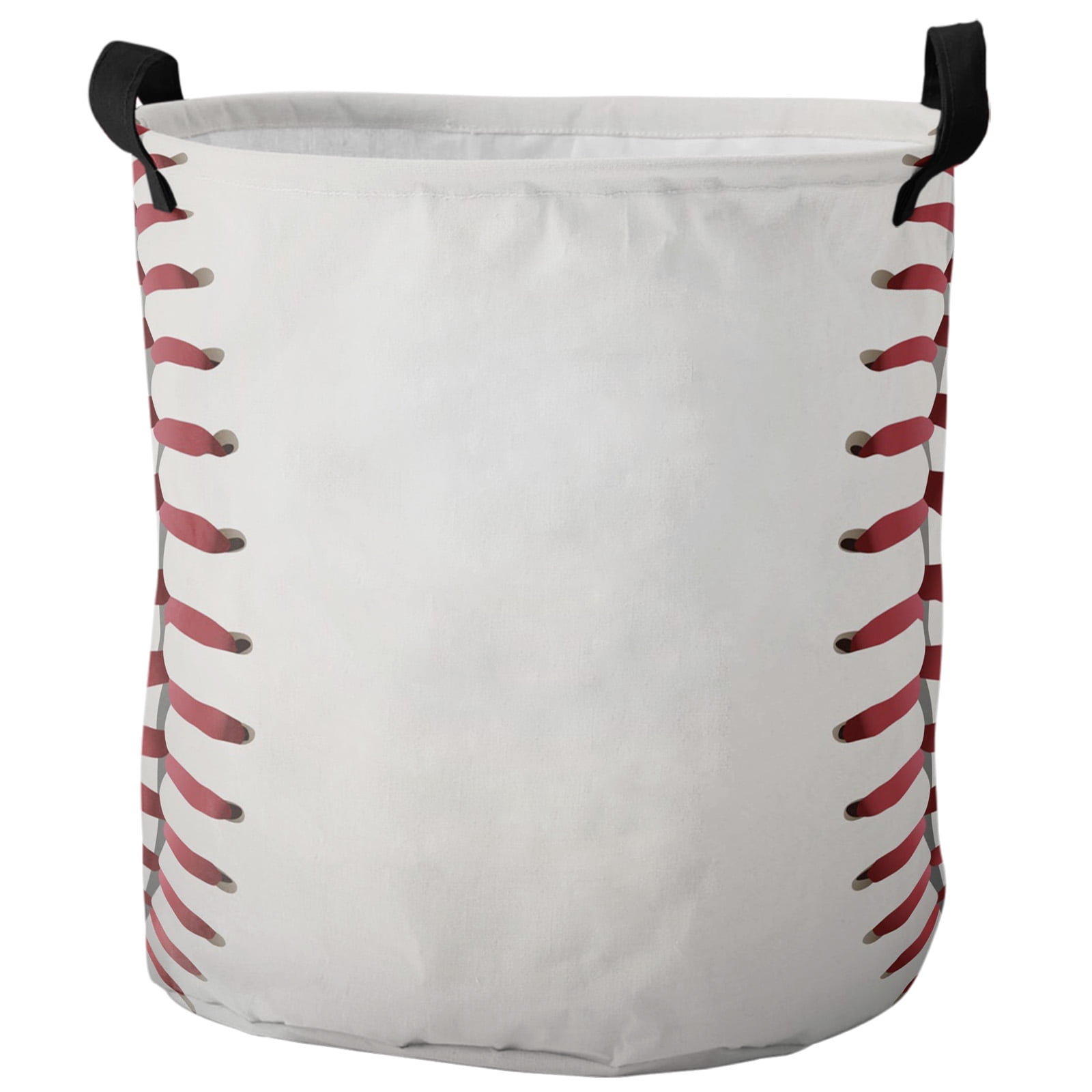Baseball White Dirty Laundry Basket Foldable Round Waterproof Home ...