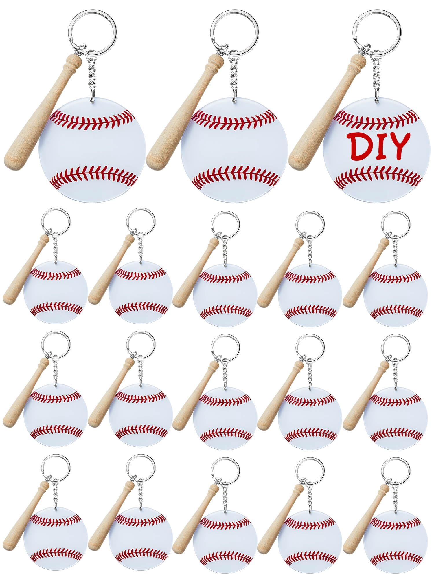 Baseball White Keychain Set, DIY Sports Charms and Bag Tags - Walmart.com