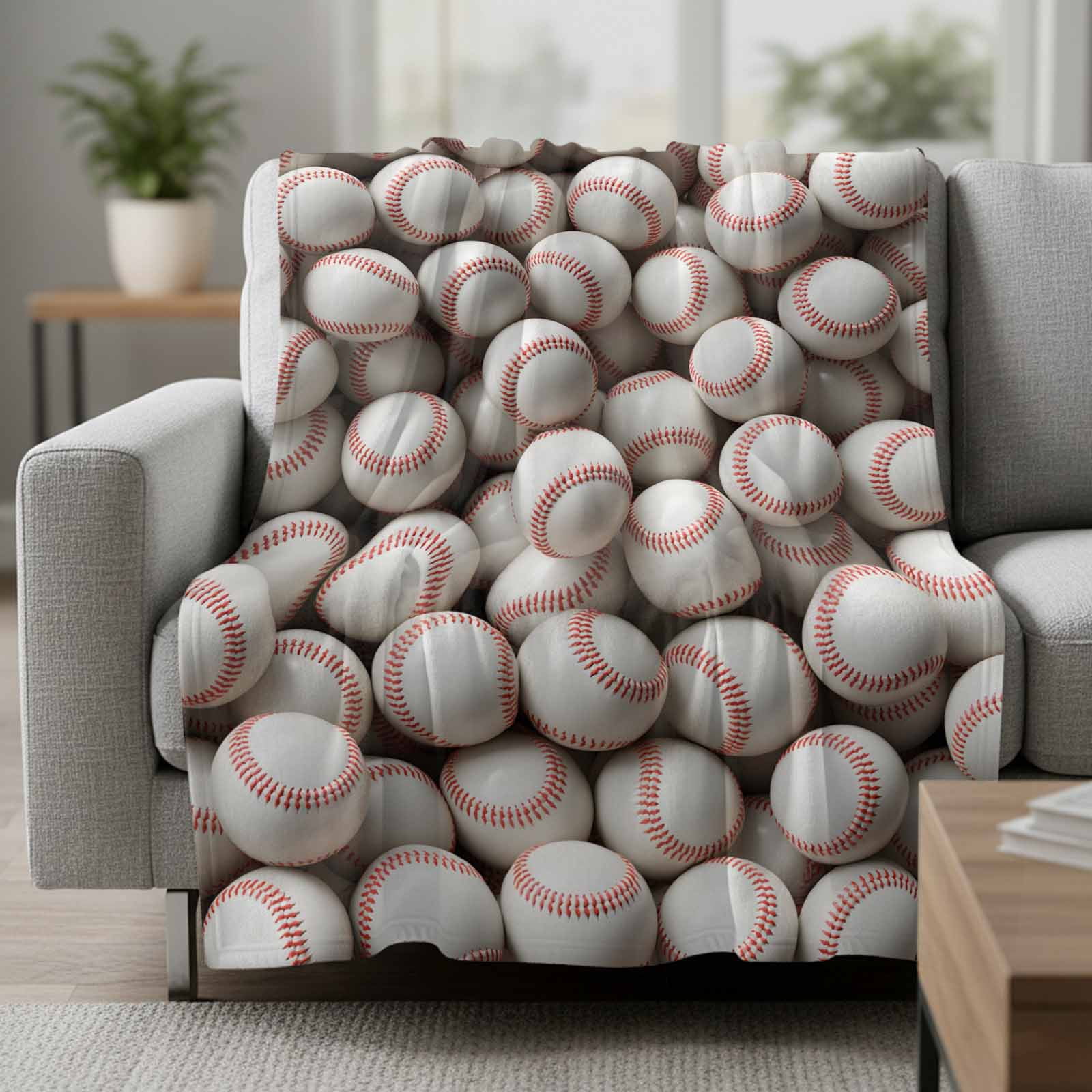 Baseball White Softball Fleece Throw Blanket Sport Theme Abstract Art ...