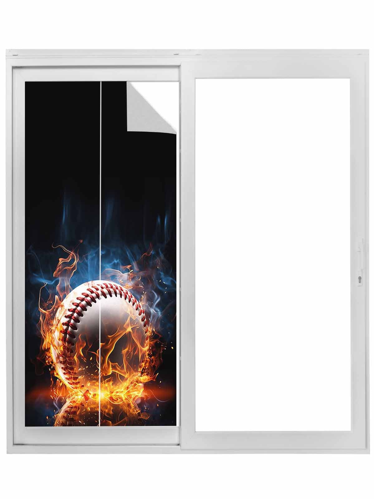 Baseball, Window Privacy Film, Sports Theme Gradient Orange Blue Black ...