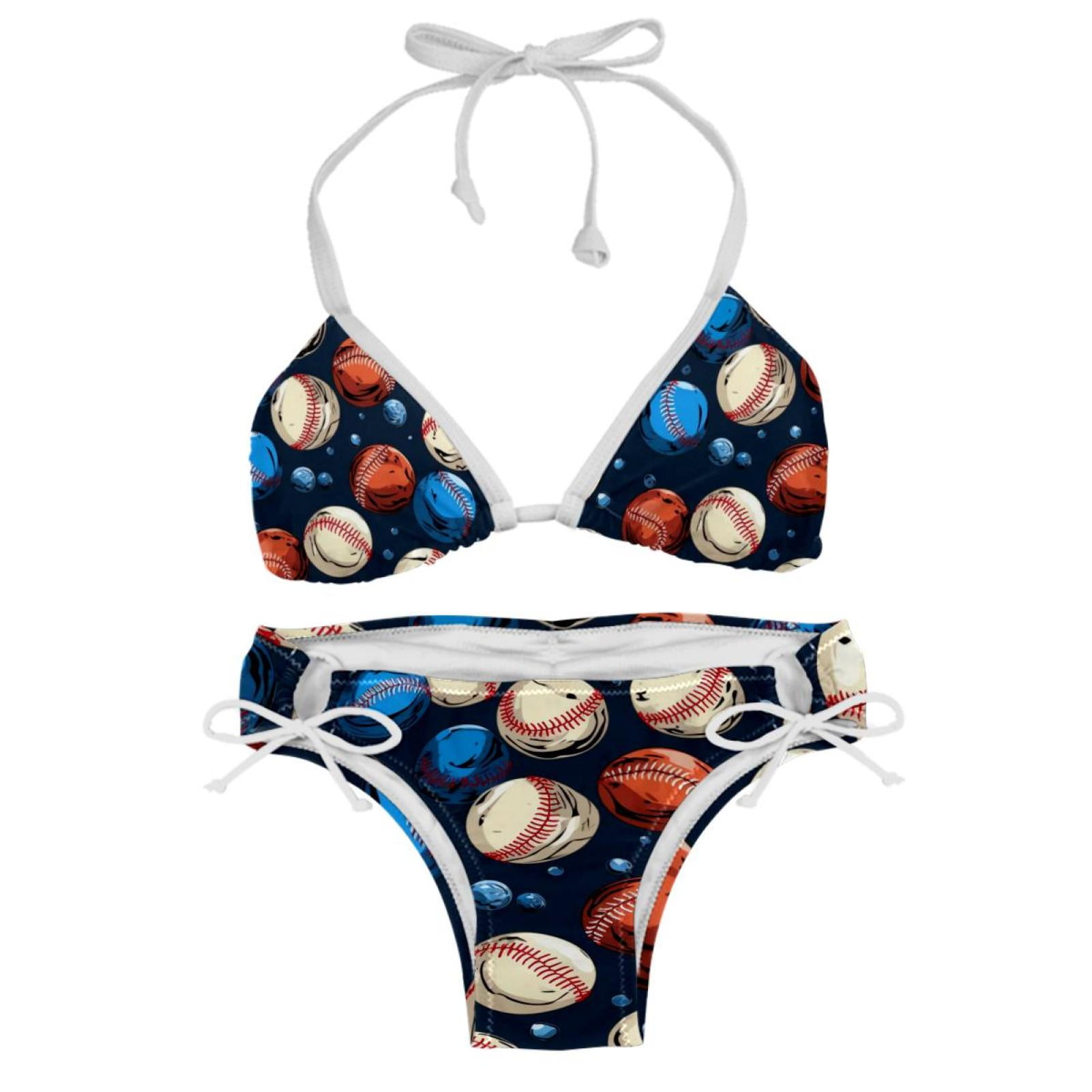Baseball Women's Detachable Sponge Adjustable Strap Bikini Set Swim ...