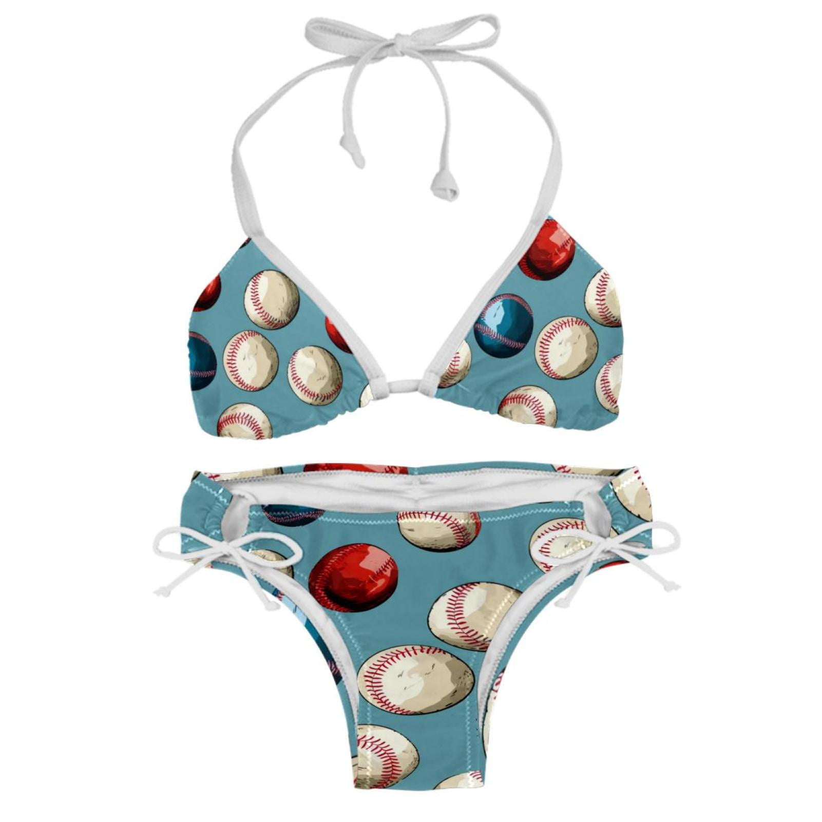 Baseball Women's Swimsuit Bikini Set with Detachable Sponge, Adjustable ...
