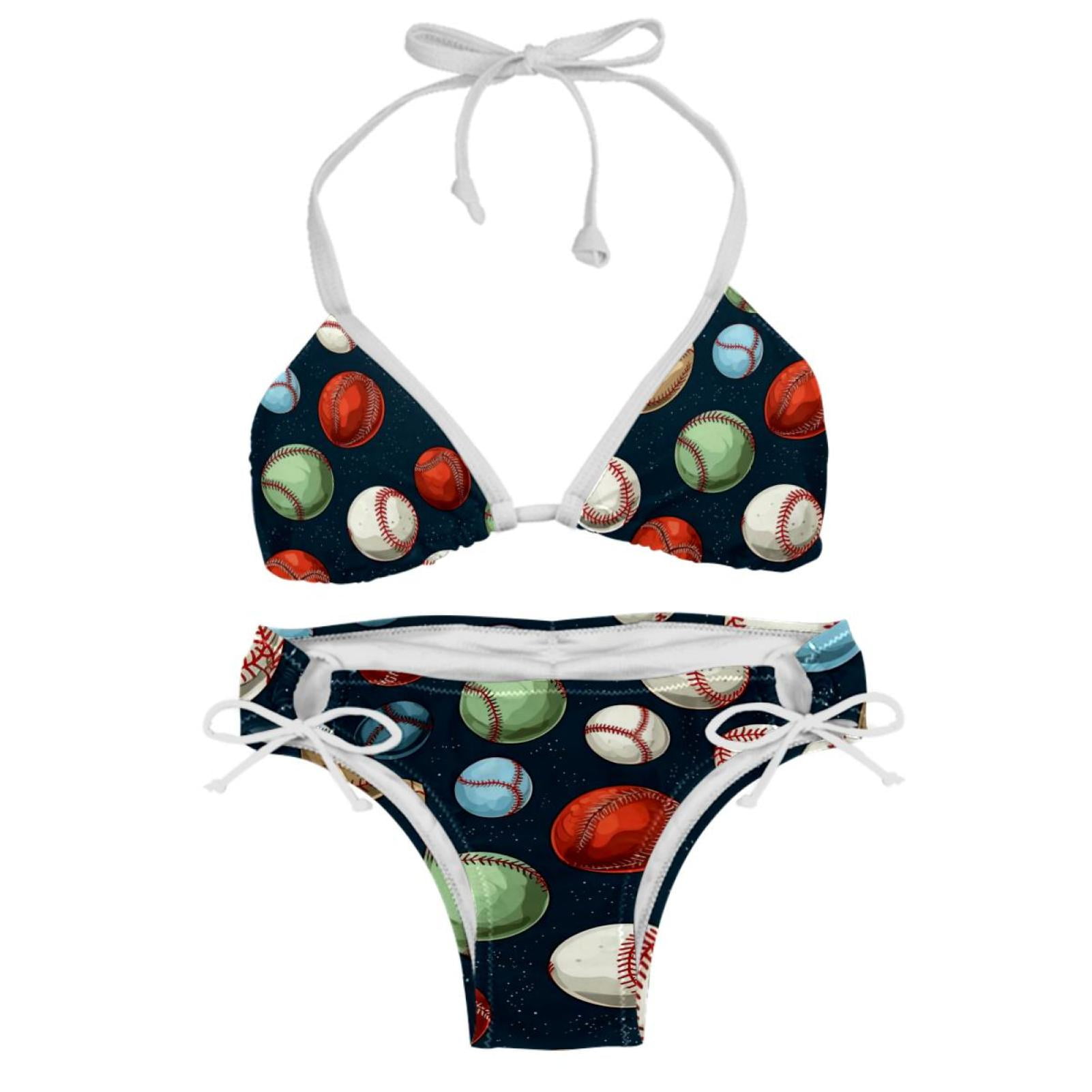Baseball Women's Swimwear Bikini Set with Detachable Sponge and ...