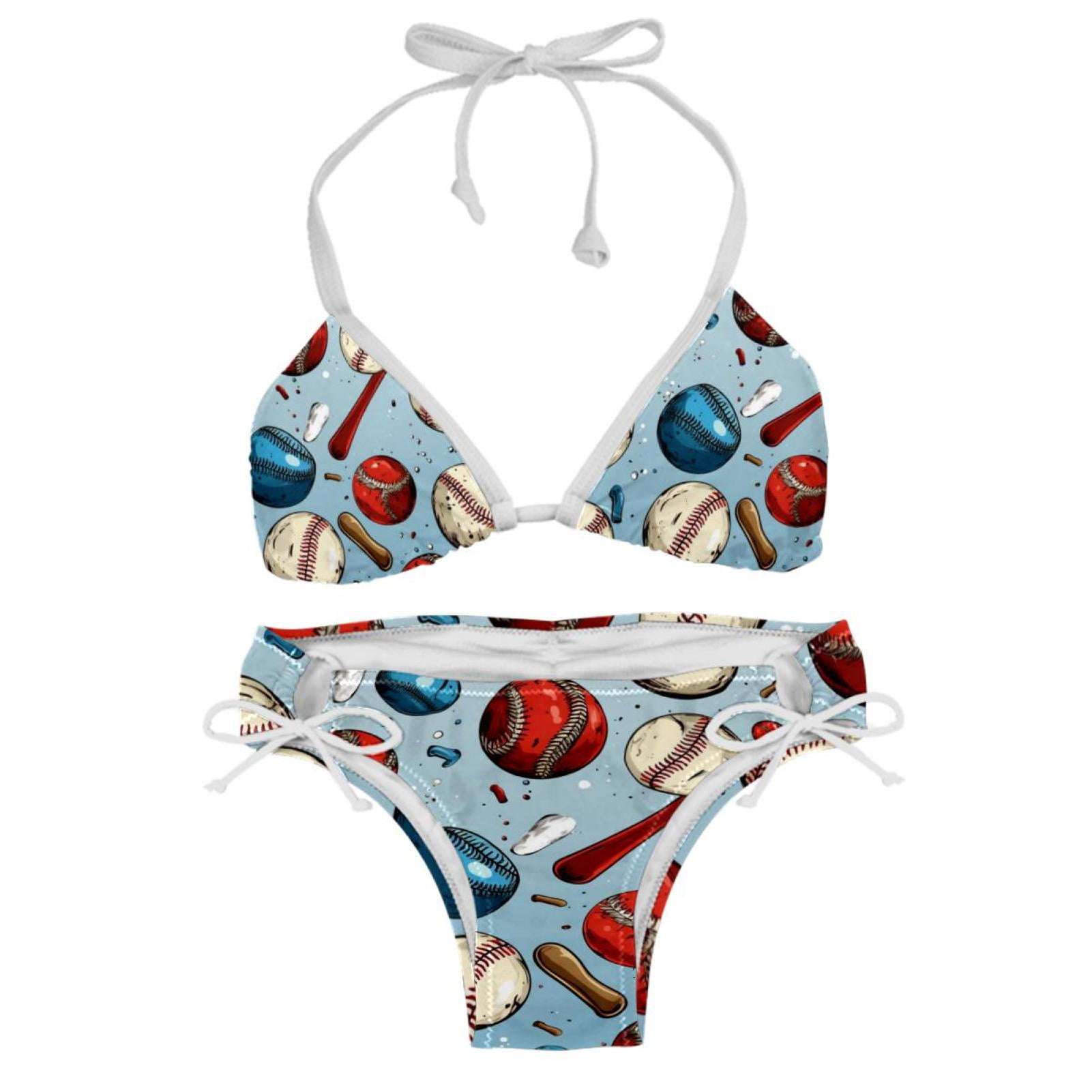Baseball Women's Swimwear Bikini Set with Detachable Sponge and ...