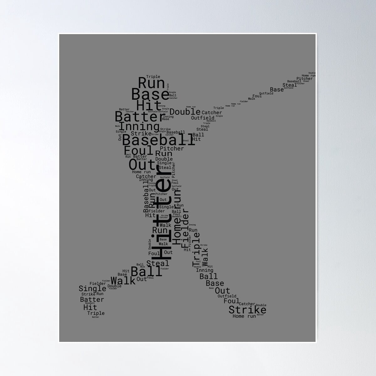 Baseball Word Cloud Baseball Sports Fan Boys Baseball Gear Poster Wall ...