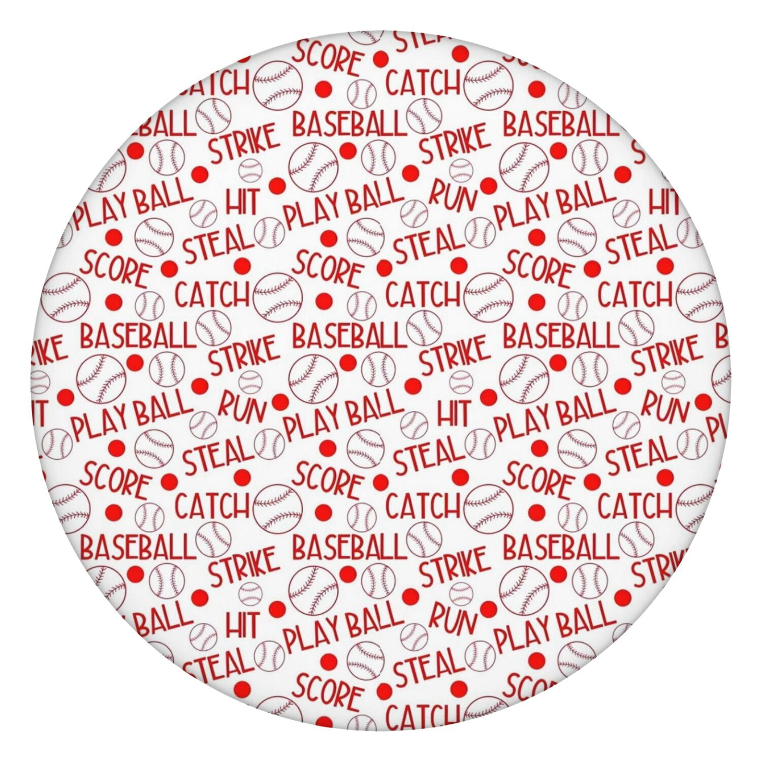 Baseball Word Pattern Round Fitted Tablecloth with Elastic Edge,Dining ...