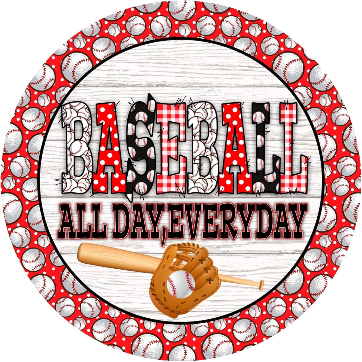 Baseball Wreath Sign Sports Wooden Sign Baseball All Day Summer Wreath ...