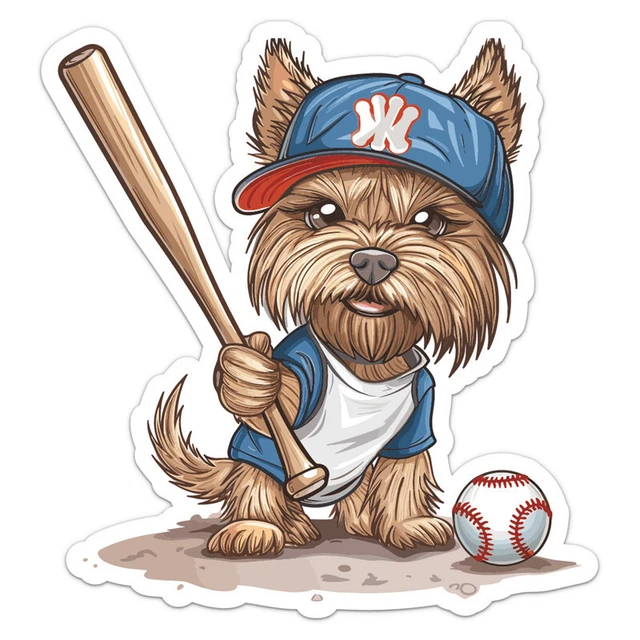 Baseball Yorkshire Terrier Dog Sticker Phone Decal Water Bottle ...