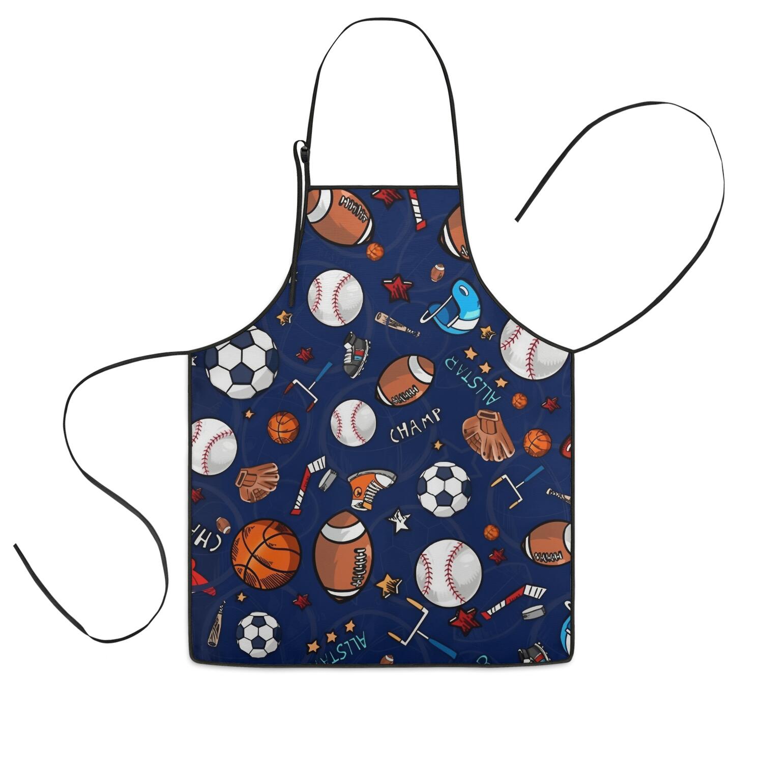 Baseball and Football Kids Aprons for Girls and Boys,Adjustable Neck ...