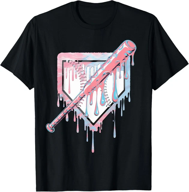 Baseball,ce Cream Dripping Baseball Home Plate Drip T-Shirt S-5XL ...