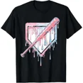 Baseball,ce Cream Dripping Baseball Home Plate Drip T-Shirt S-5XL ...