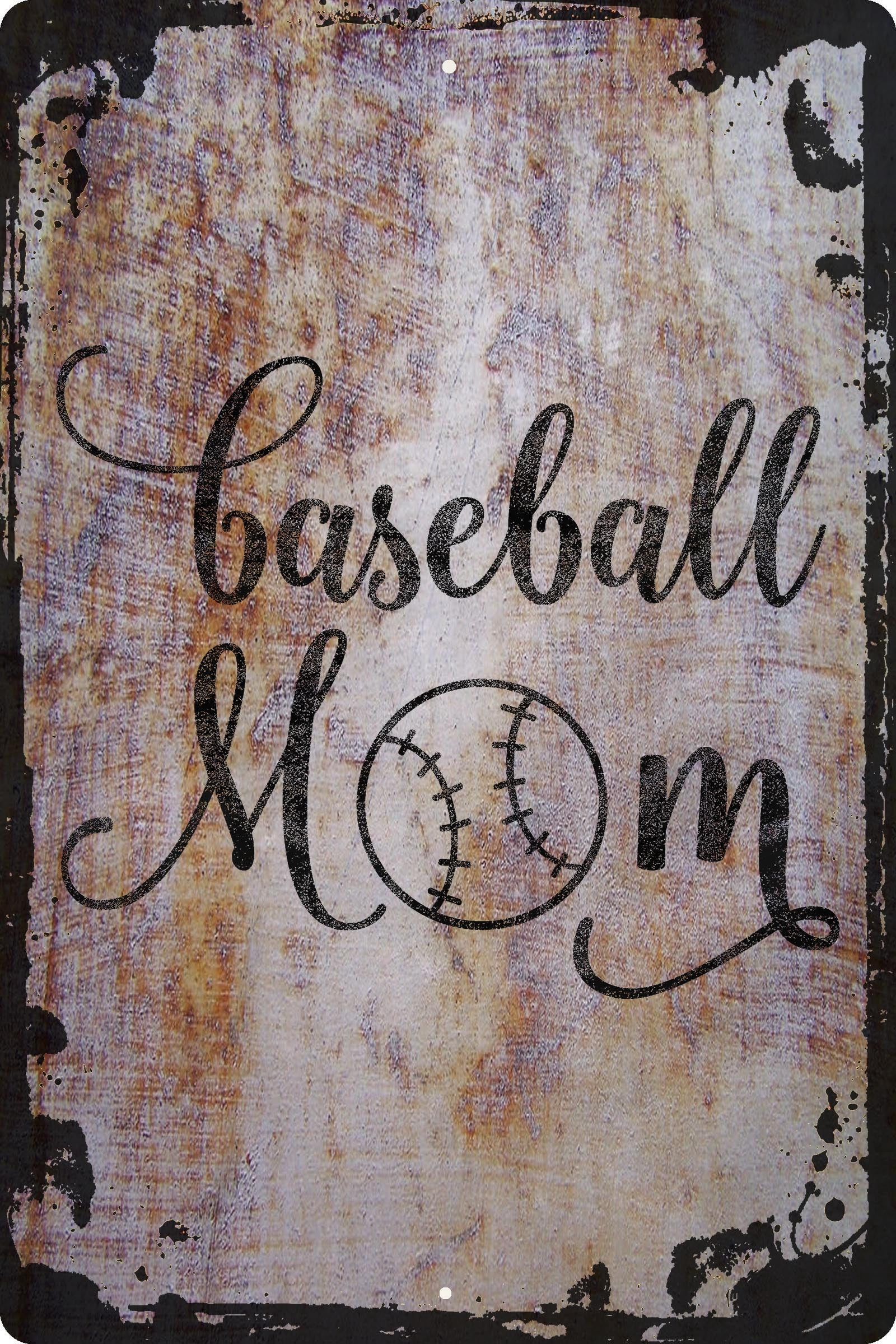 Baseball mom cursive sports love support family Beige Wall Art Decor ...