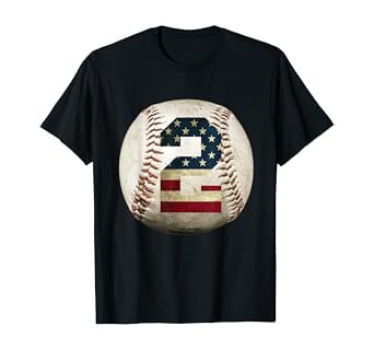 Baseball number 2 with American USA flag T-Shirt - Walmart.com