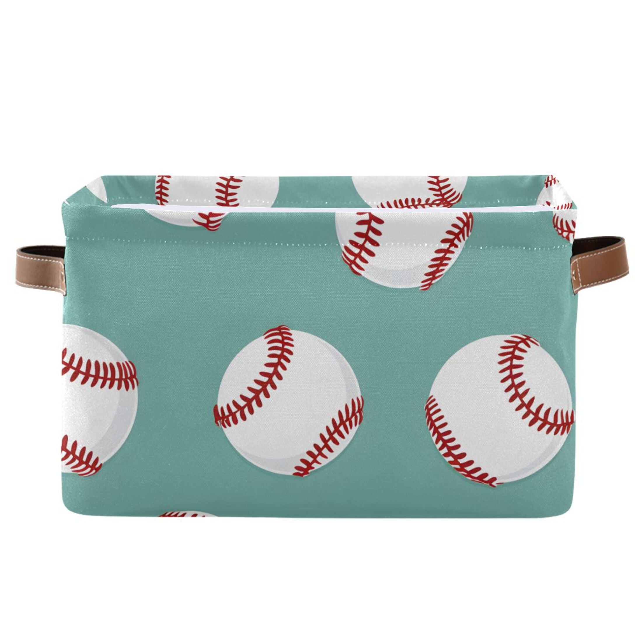 Baseball on Blue Storage Basket Large Foldable Storage Bin Laundry ...