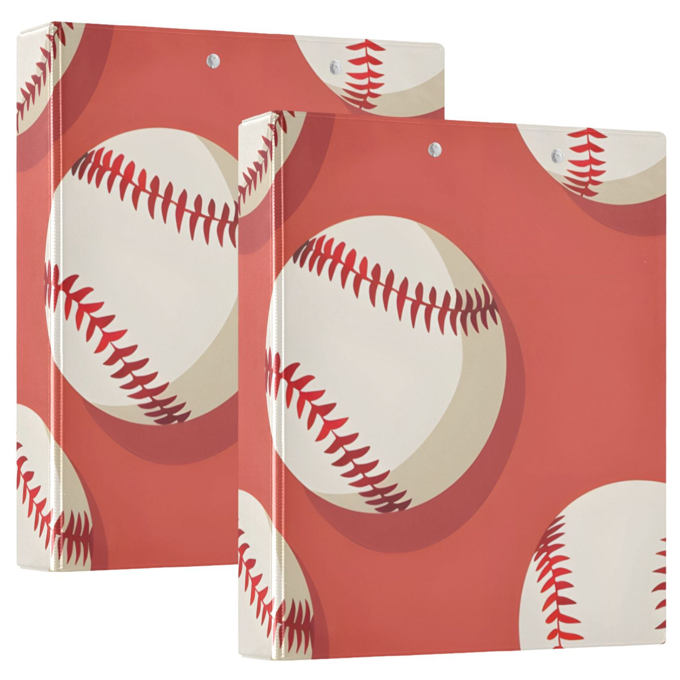 Baseball on Red 3 Ring Hardcover Binders 1.5" Round Rings for Letter ...