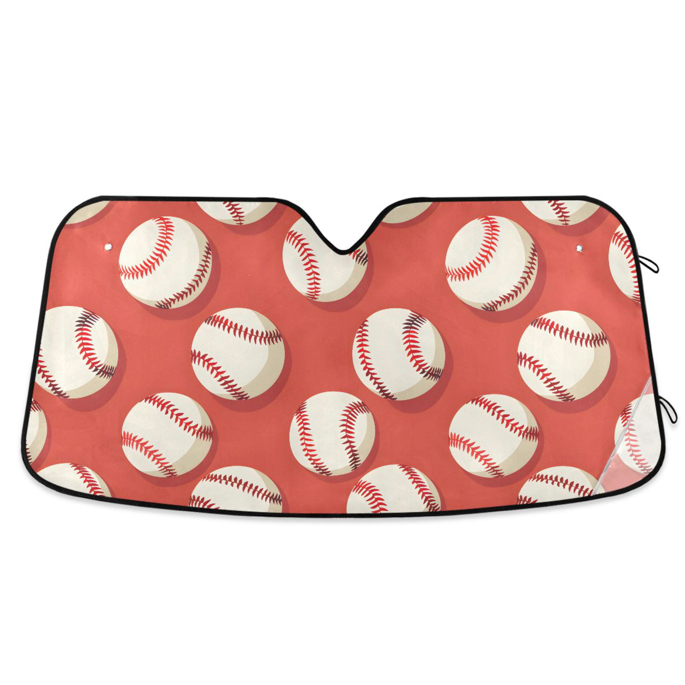 Baseball on Red Car Windshield Sun Shade Foldable Car Front Window ...